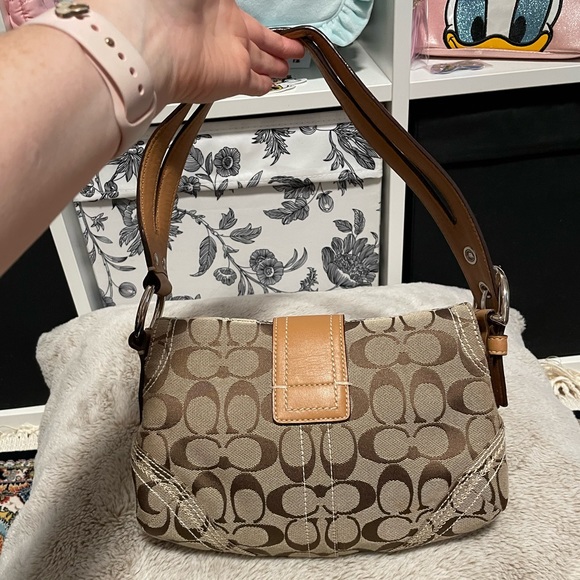 Coach | Bags | Coach Soho Brown Tan Signature Jacquard Purse Shoulder Bag | Poshmark